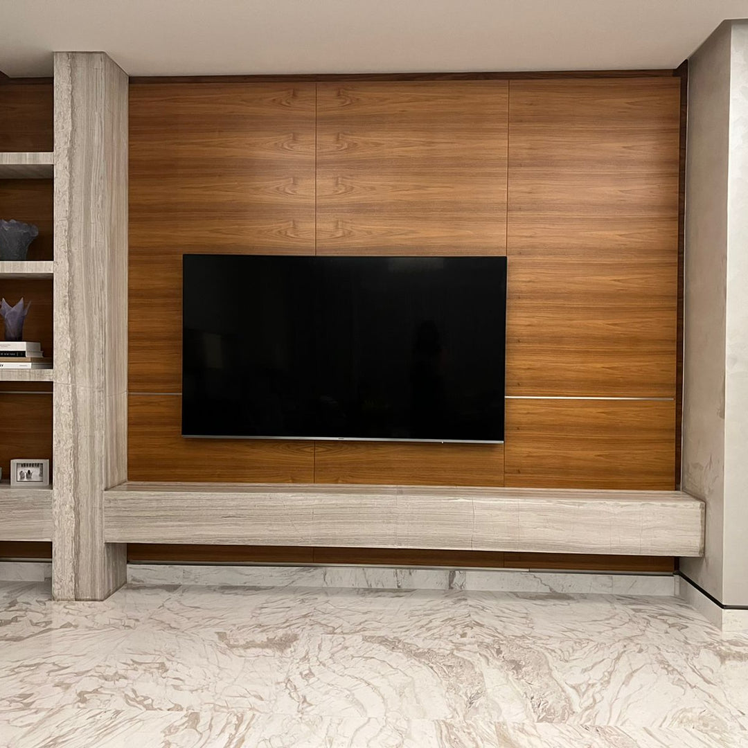 Light Travertine tv Unit 3*4 – turamarble